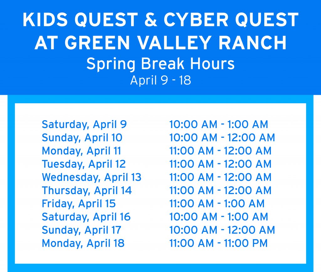 Spring Break Hours 2022 - Kids Quest
