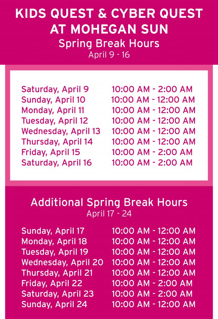 Spring Break Hours 2022 - Kids Quest