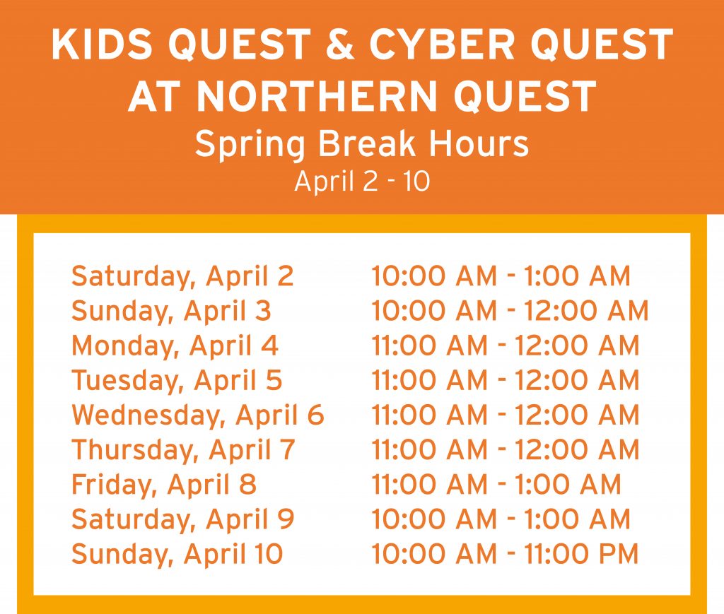 Spring Break Hours 2022 - Kids Quest