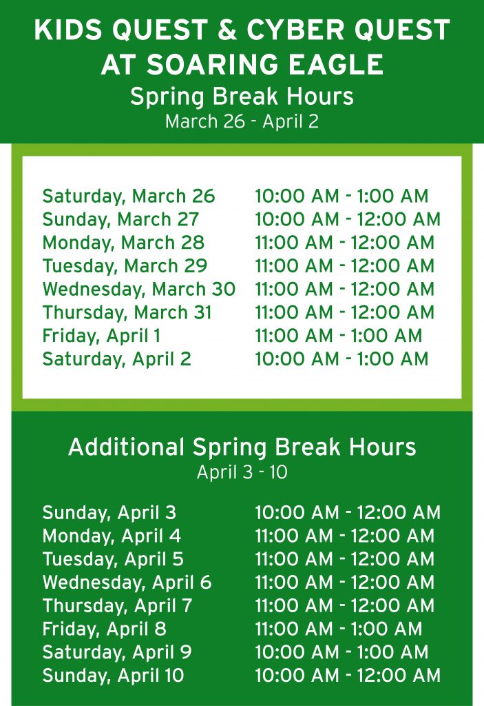 Spring Break Hours 2022 - Kids Quest
